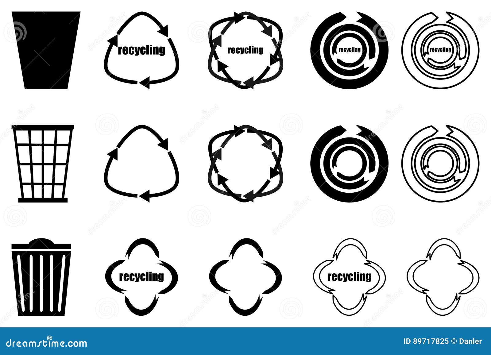 Recycling set,trash can, stock vector. Illustration of container - 89717825
