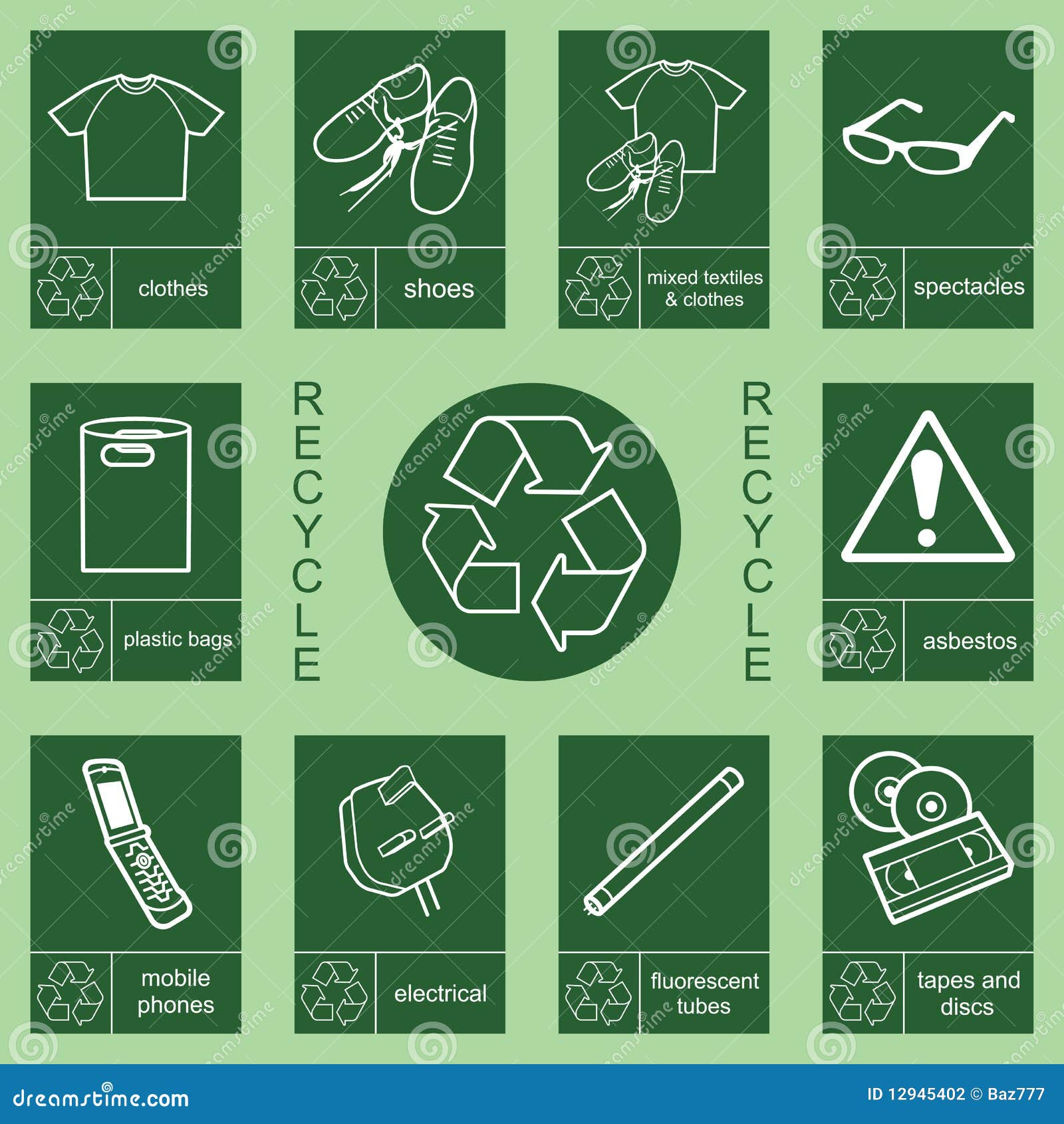 Recycling Sign Collection 2 Stock Vector - Illustration of bags, discs ...