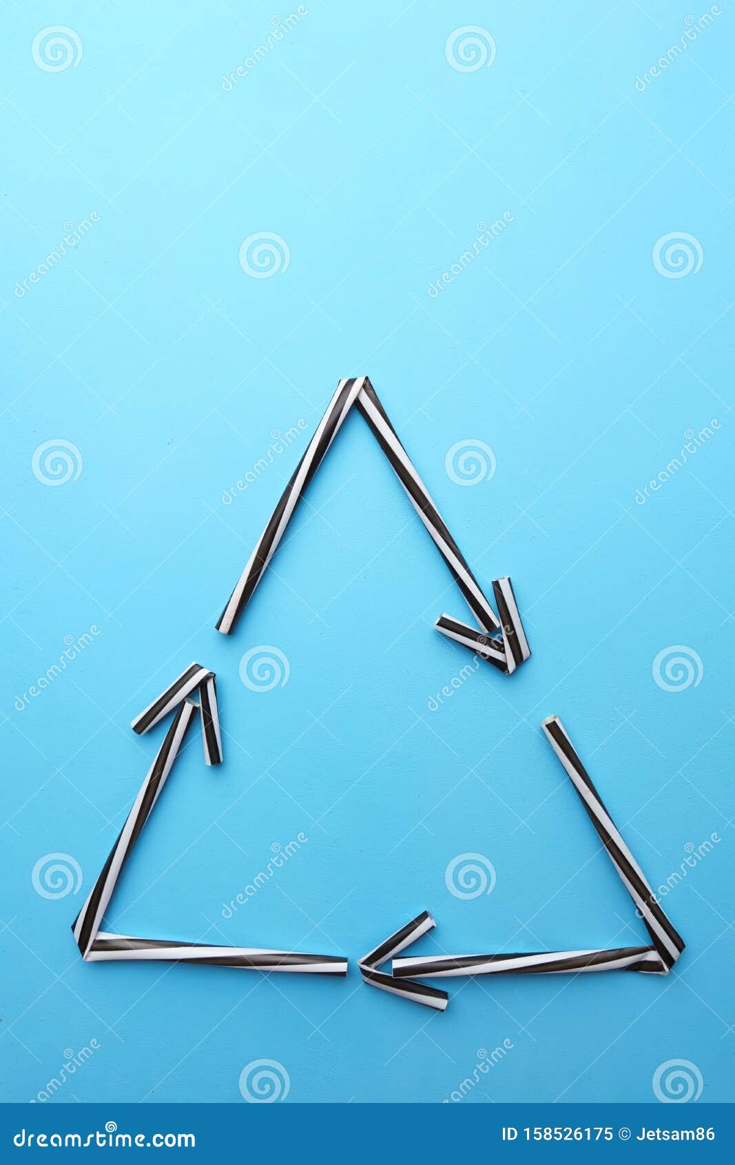 Recycling Sign Made of Plastic Straws on Blue Stock Image - Image of ...