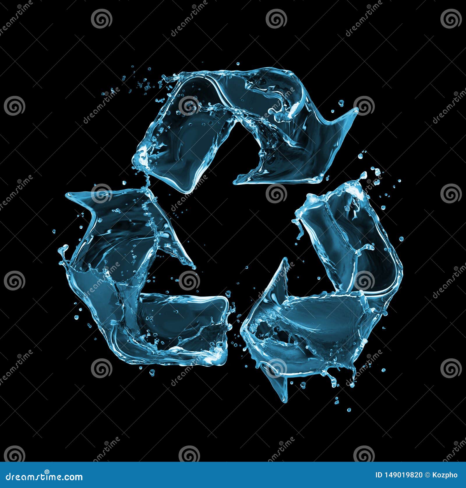 Recycling Sign Made of Water Splashes on Black Background Stock Photo ...
