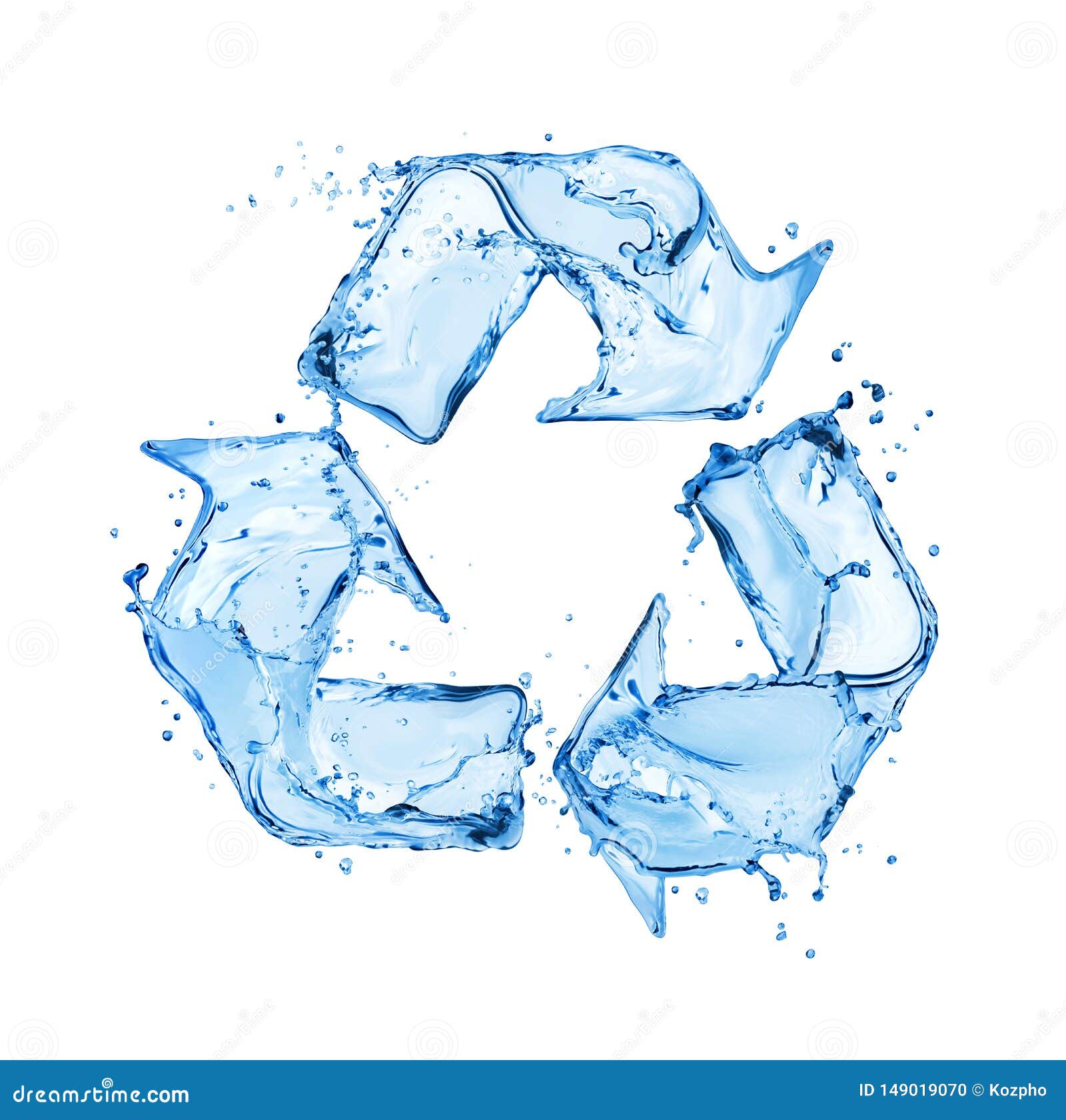 Recycling Sign Made of Water Splashes on White Background Stock Photo ...