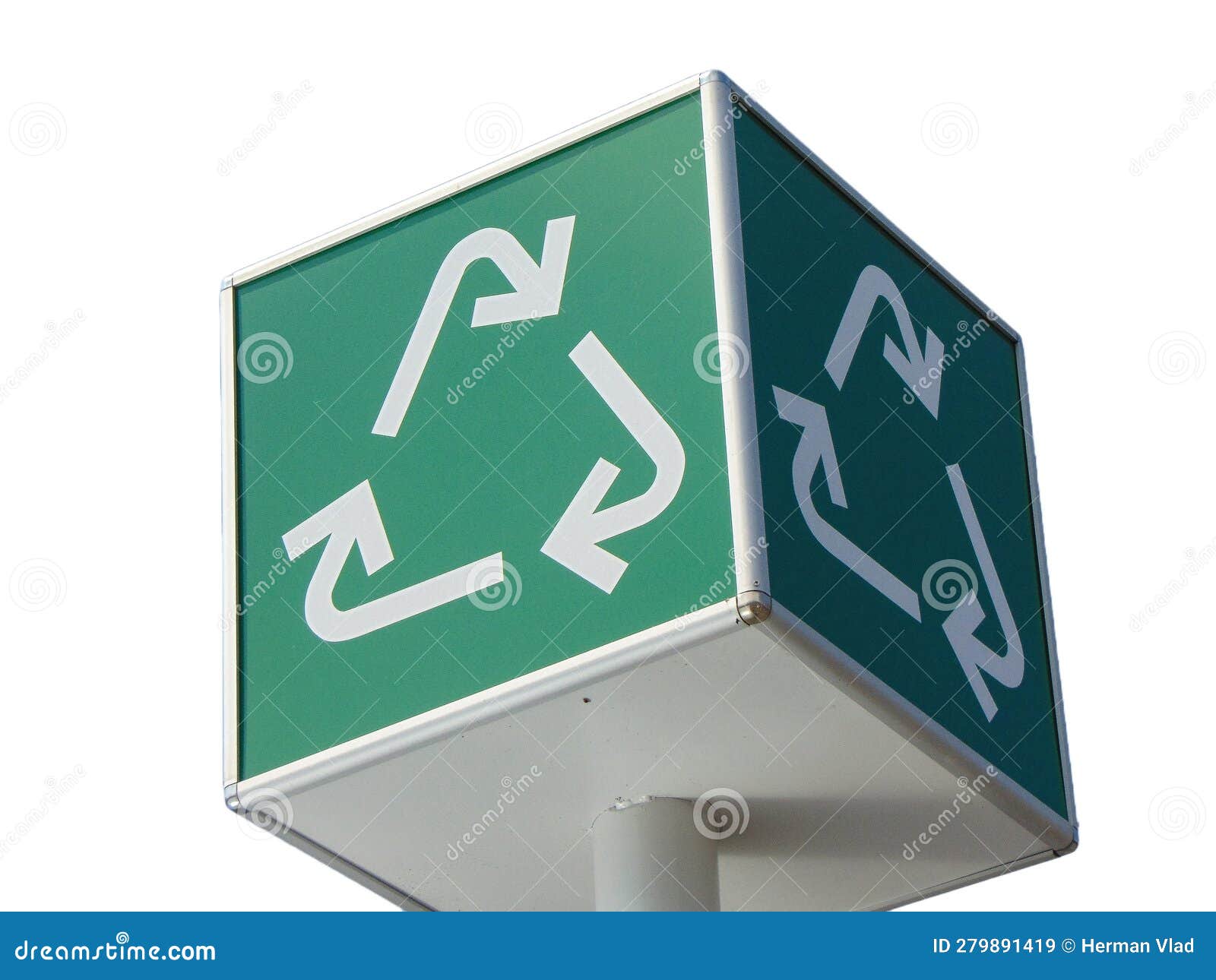 Recycling Sign Placed on a Cube Isolated on White Stock Image - Image ...