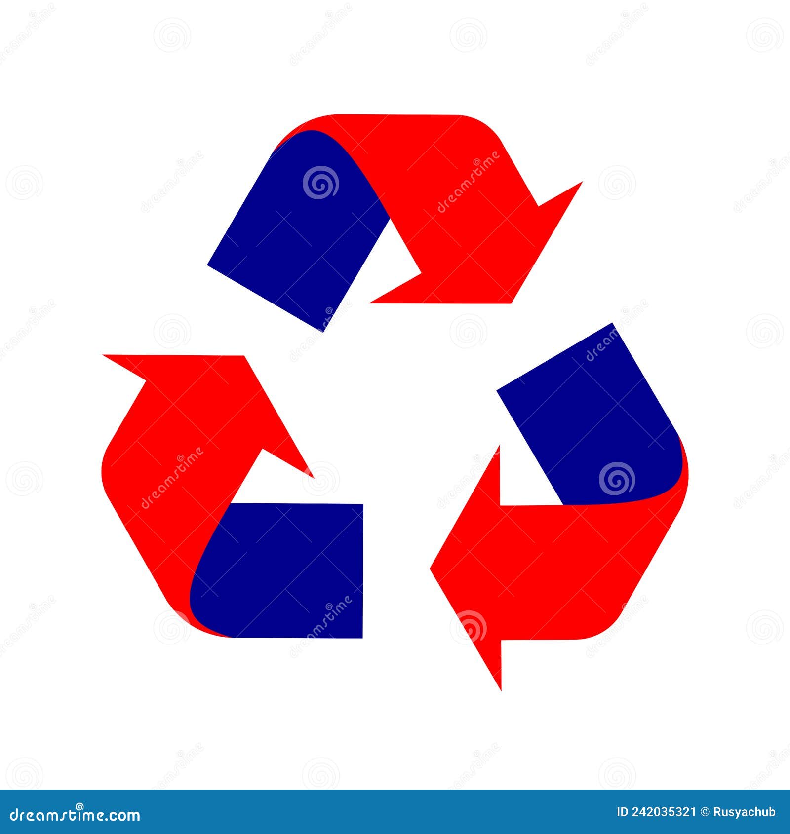 Recycling Sign on a White Background. Red and Blue Arrows Move in a ...