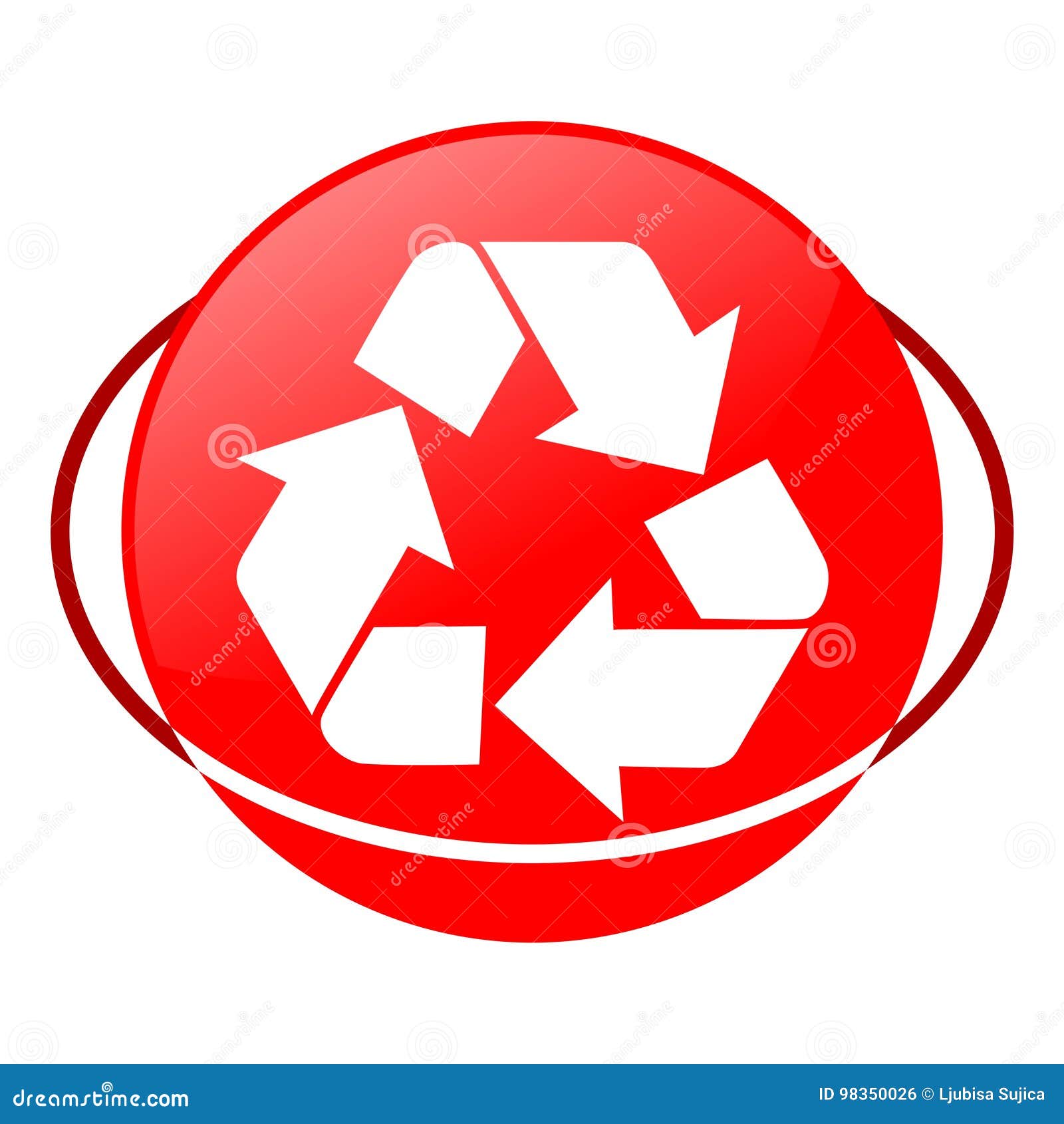 Recycling Sign Vector Illustration, Red Icon Stock Vector ...