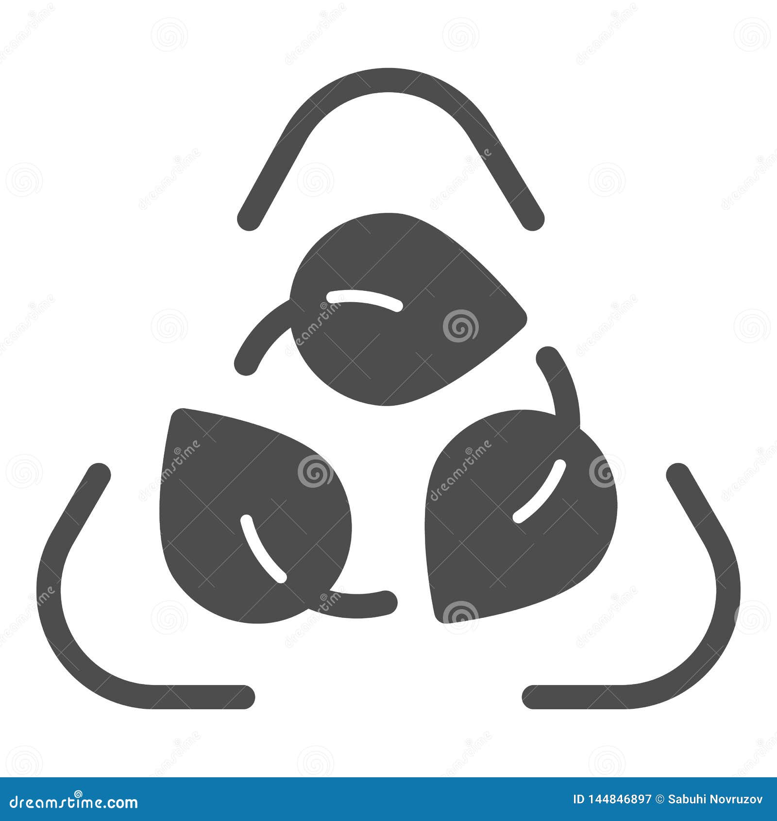 Recycling Solid Icon. Leaves Vector Illustration Isolated on White ...