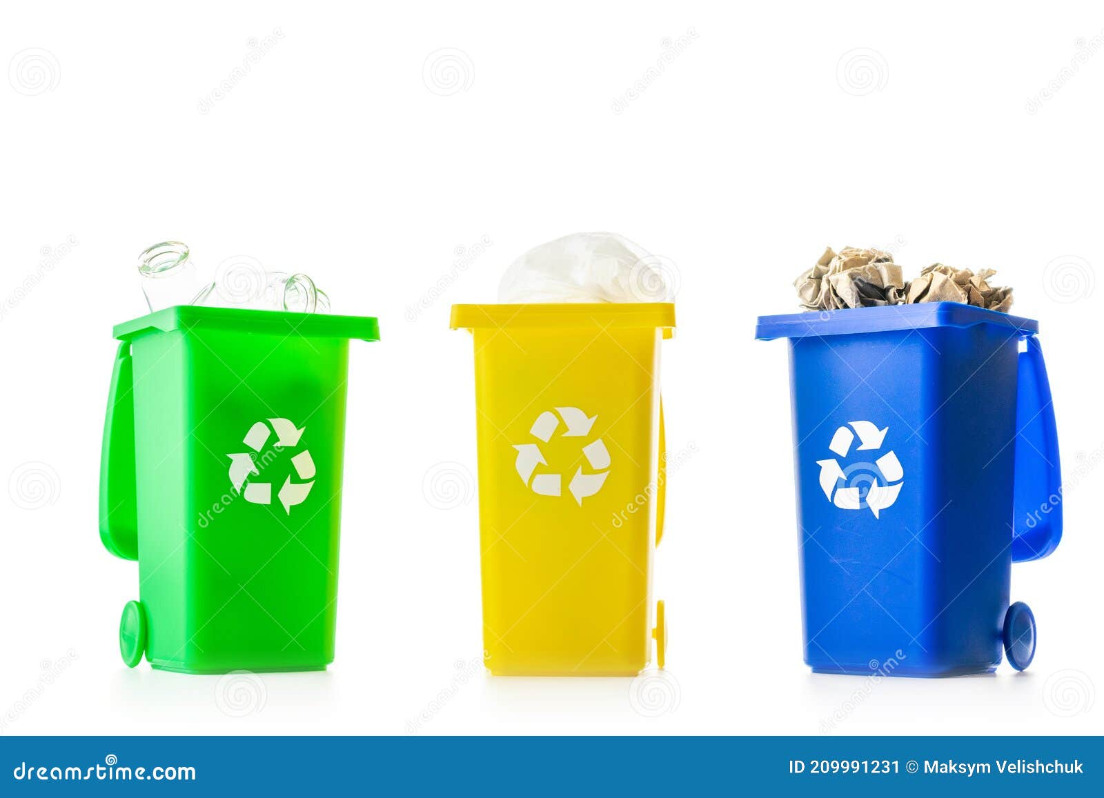 Recycling Sorting. Bin Container for Disposal Garbage Waste and Save ...