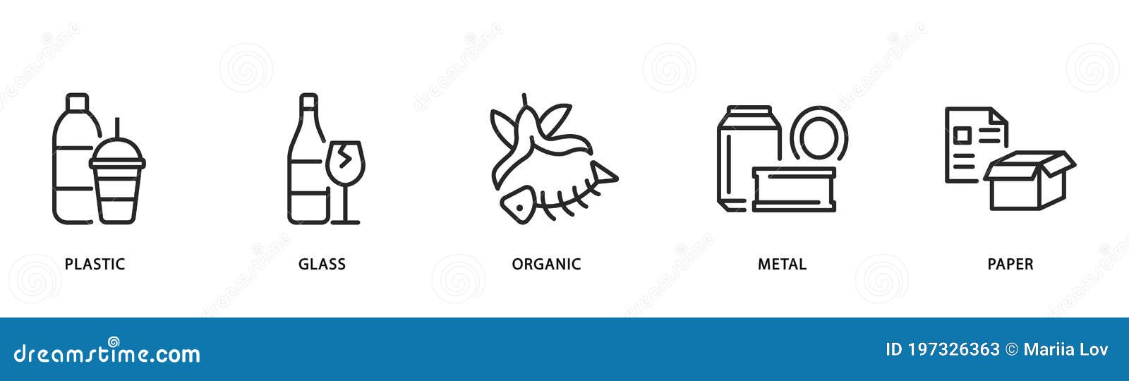Recycling and Sorting of Waste Flat Line Icon. Garbage Sorting ...