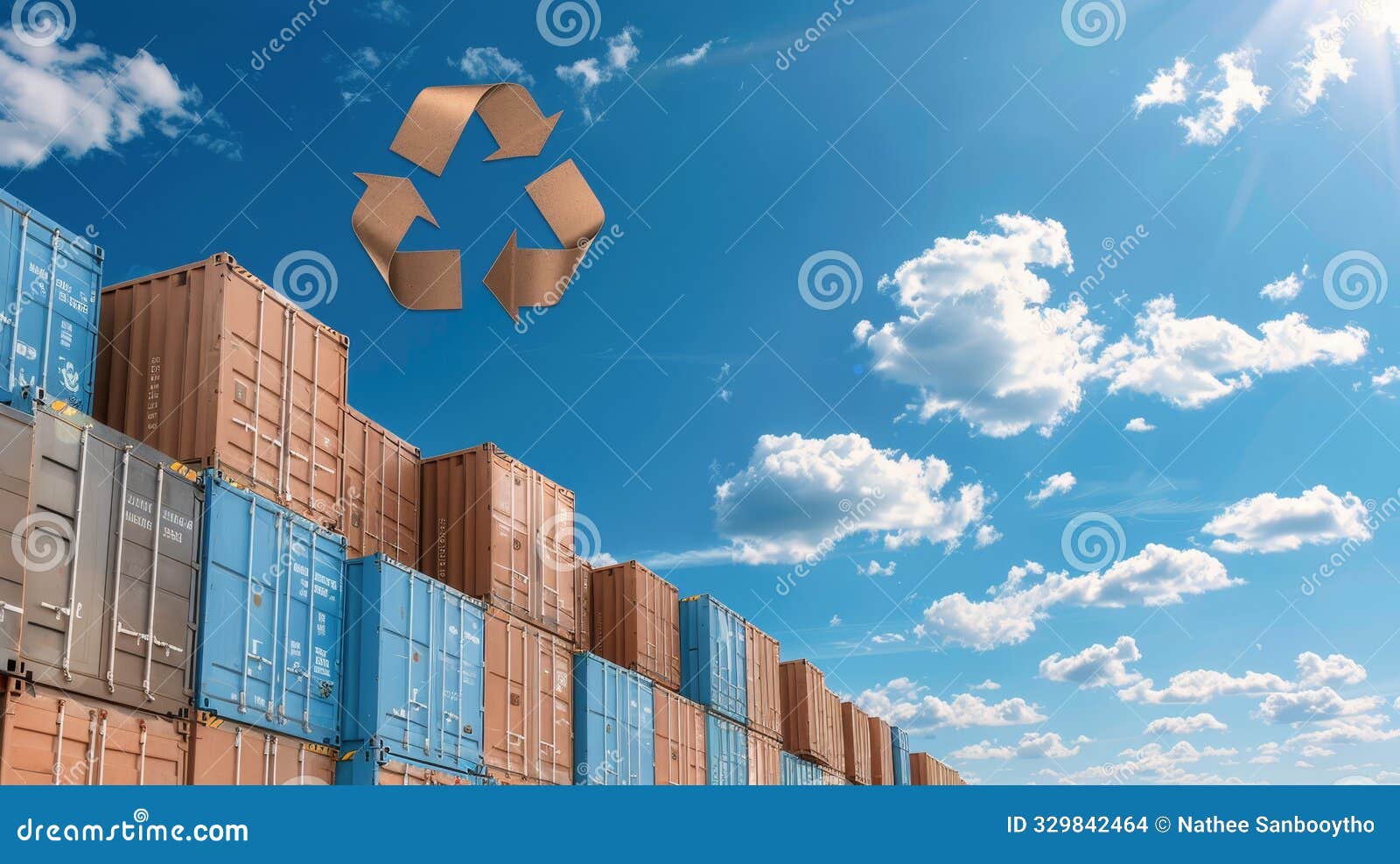 Recycling Symbol Above Shipping Containers Stock Illustration ...