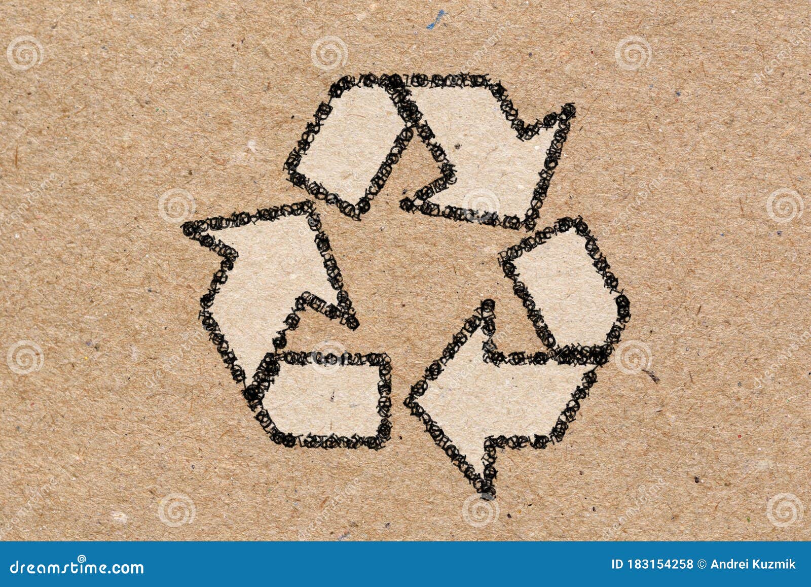 Recycling Symbol on Brown Craft Paper Background Stock Illustration ...