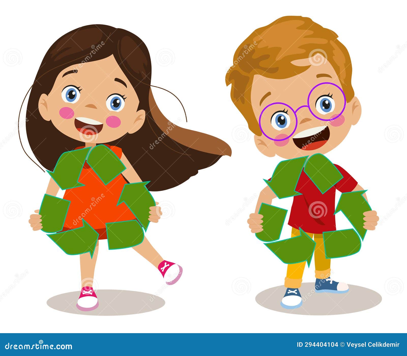 Recycling Symbol and Cute Kids Stock Vector - Illustration of ...