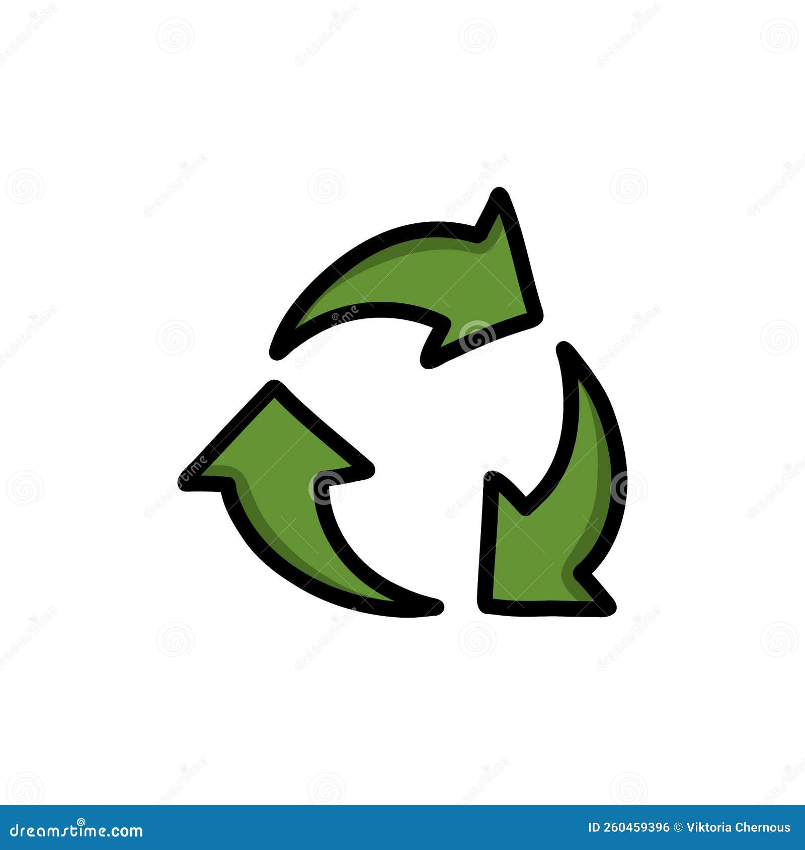 Recycling Symbol Doodle Icon, Vector Color Line Illustration Stock ...