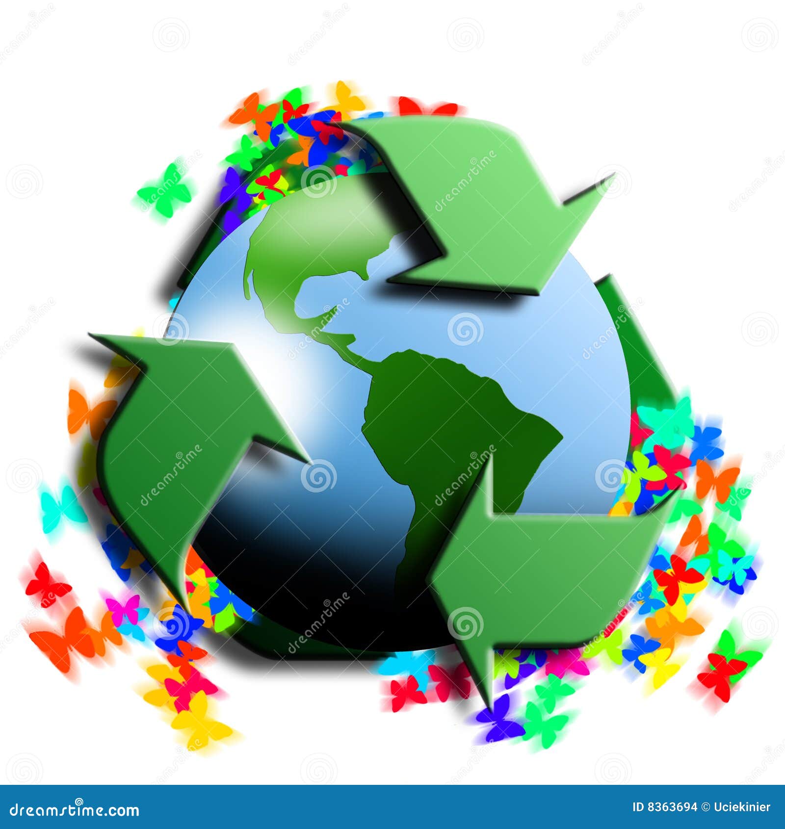 Recycling Symbol with Earth in the Center Stock Illustration ...
