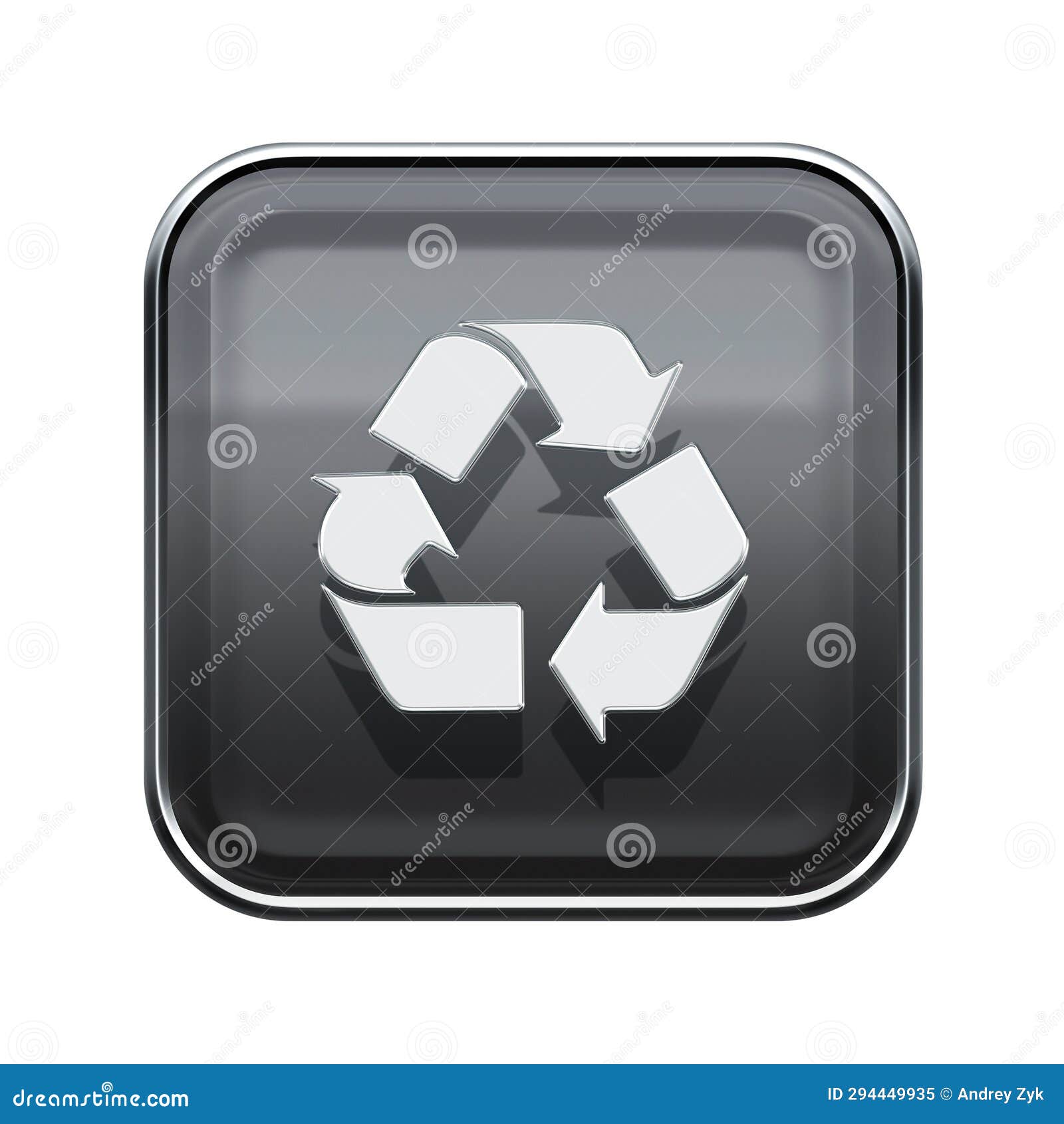 Recycling Symbol Glossy Icon Grey. Stock Illustration - Illustration of ...
