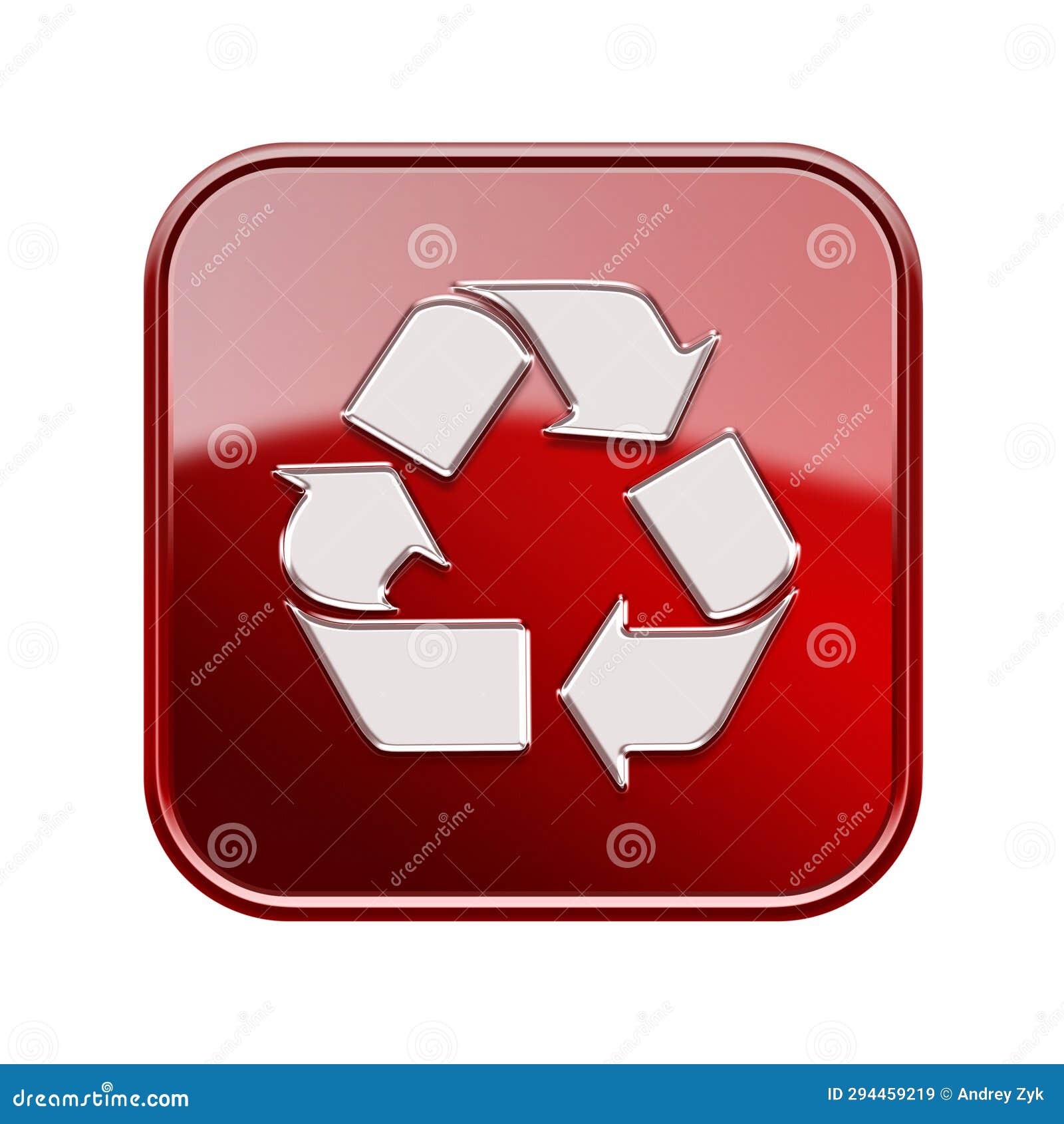 Recycling Symbol Glossy Icon Red. Stock Illustration - Illustration of ...