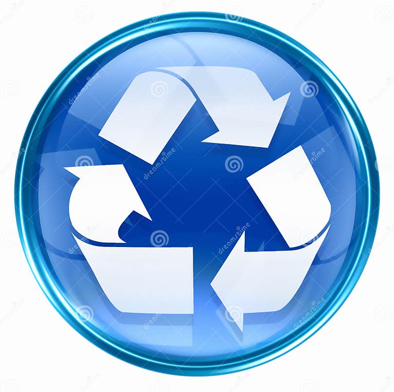 Recycling symbol icon blue stock illustration. Illustration of button ...