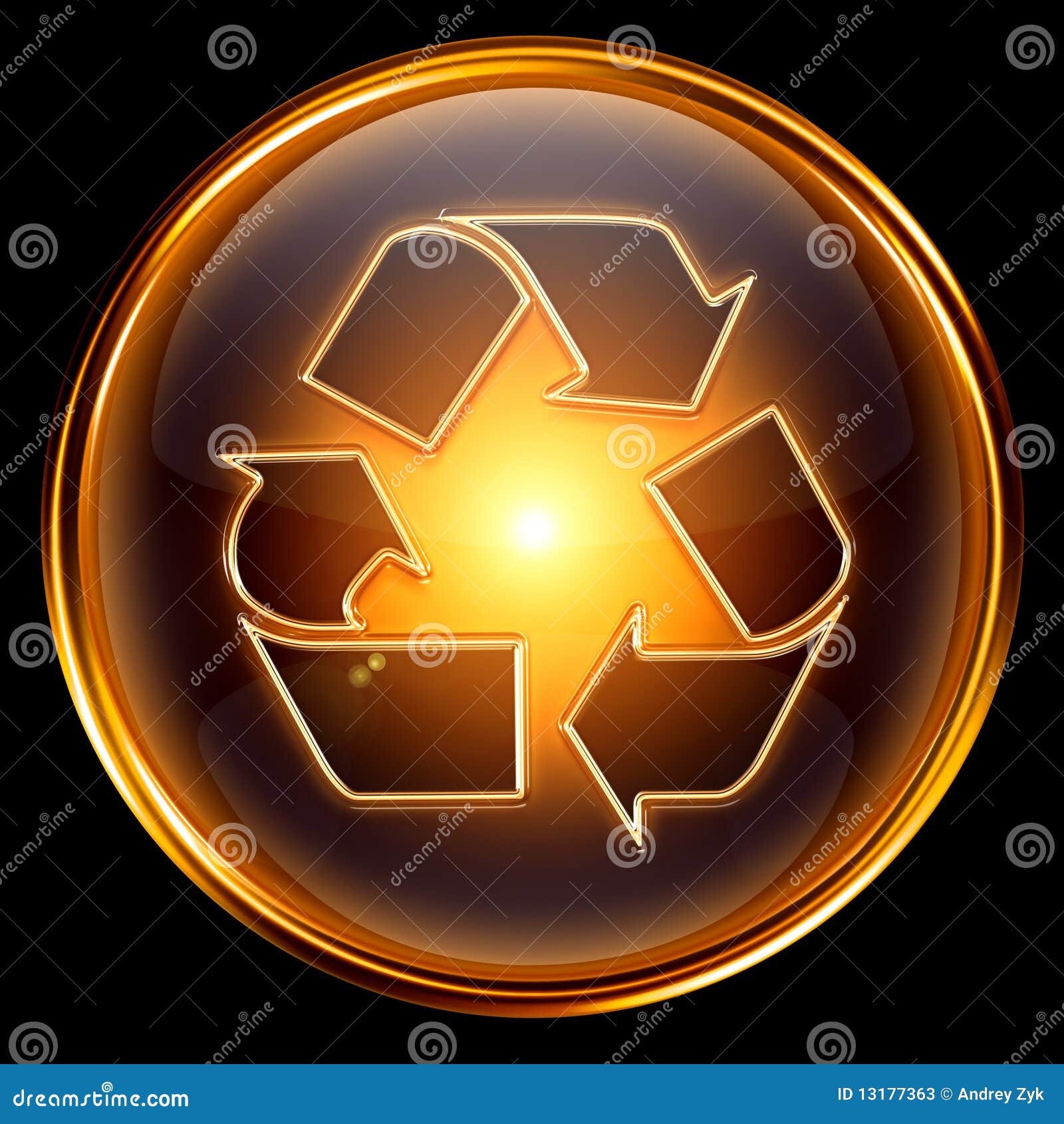 Recycling symbol icon gold stock illustration. Illustration of idea ...
