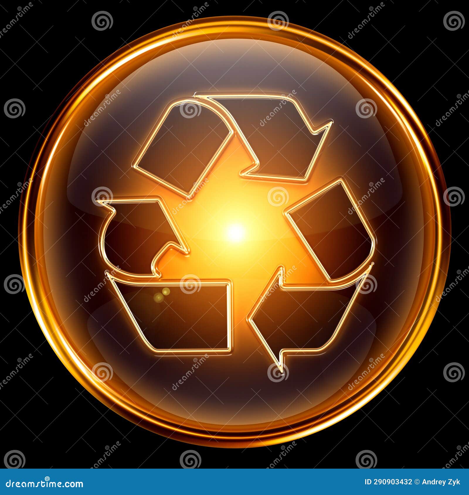 Recycling symbol icon gold stock illustration. Illustration of aqua ...