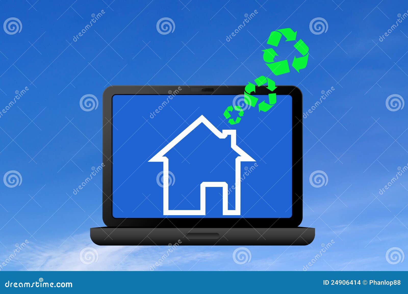 Recycling Symbol and Icon House Stock Illustration - Illustration of ...