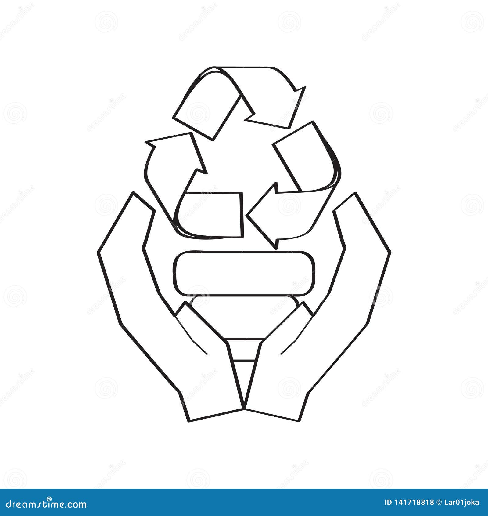 Recycling Symbol Outline Resting in Hands Stock Vector - Illustration ...