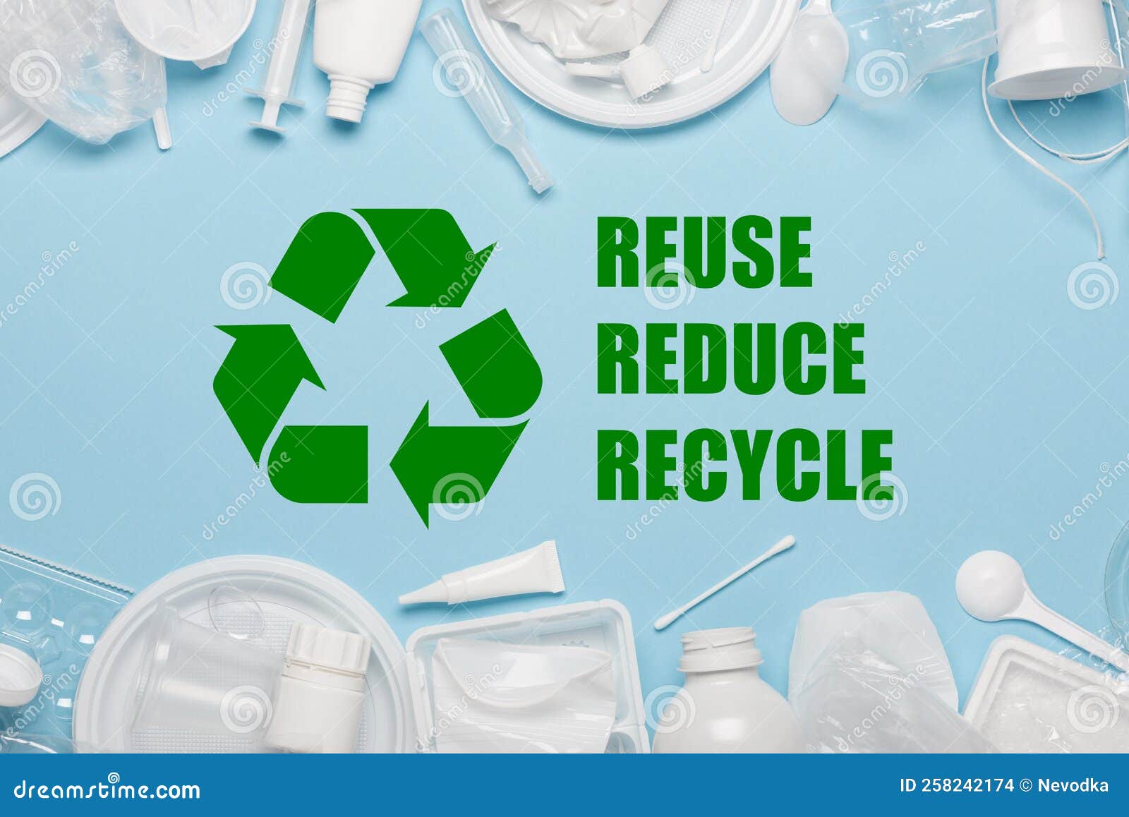 Recycling Symbol with Reuse Reduce Recycle Slogan Surrounded by Single ...