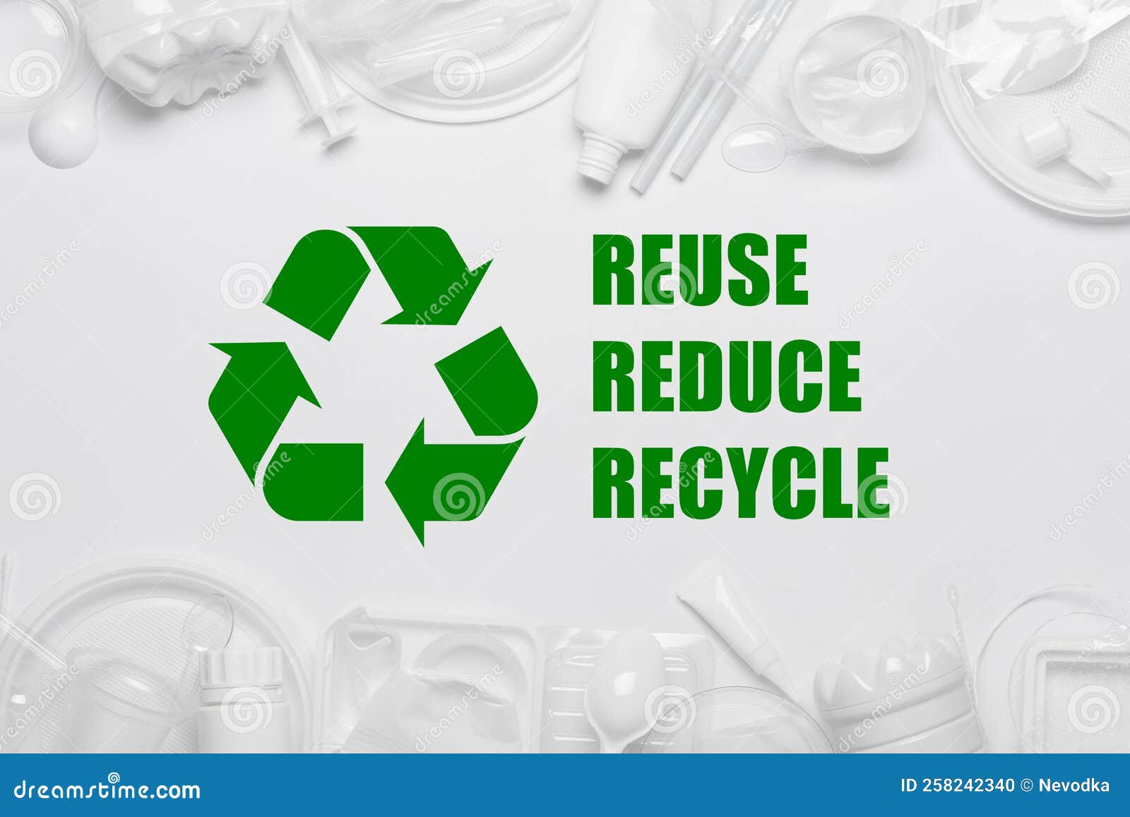 Recycling Symbol with Reuse Reduce Recycle Slogan Surrounded by Single ...