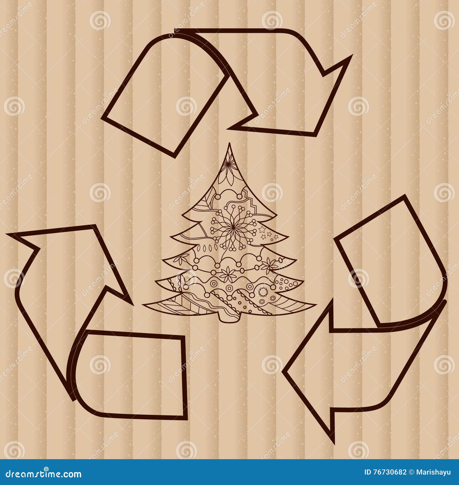 Recycling Symbol with Tree on Cardboard Stock Vector - Illustration of ...