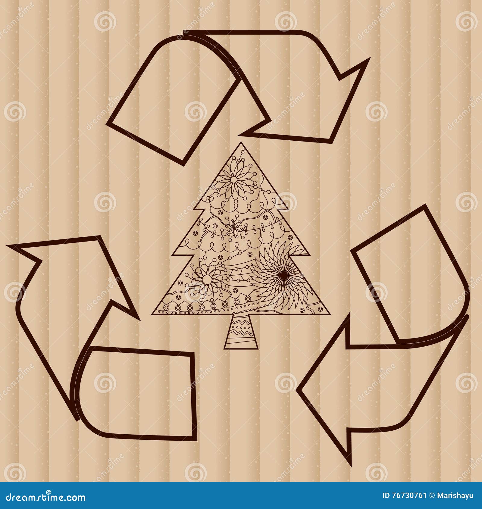 Recycling Symbol with Tree on Cardboard Stock Vector - Illustration of ...