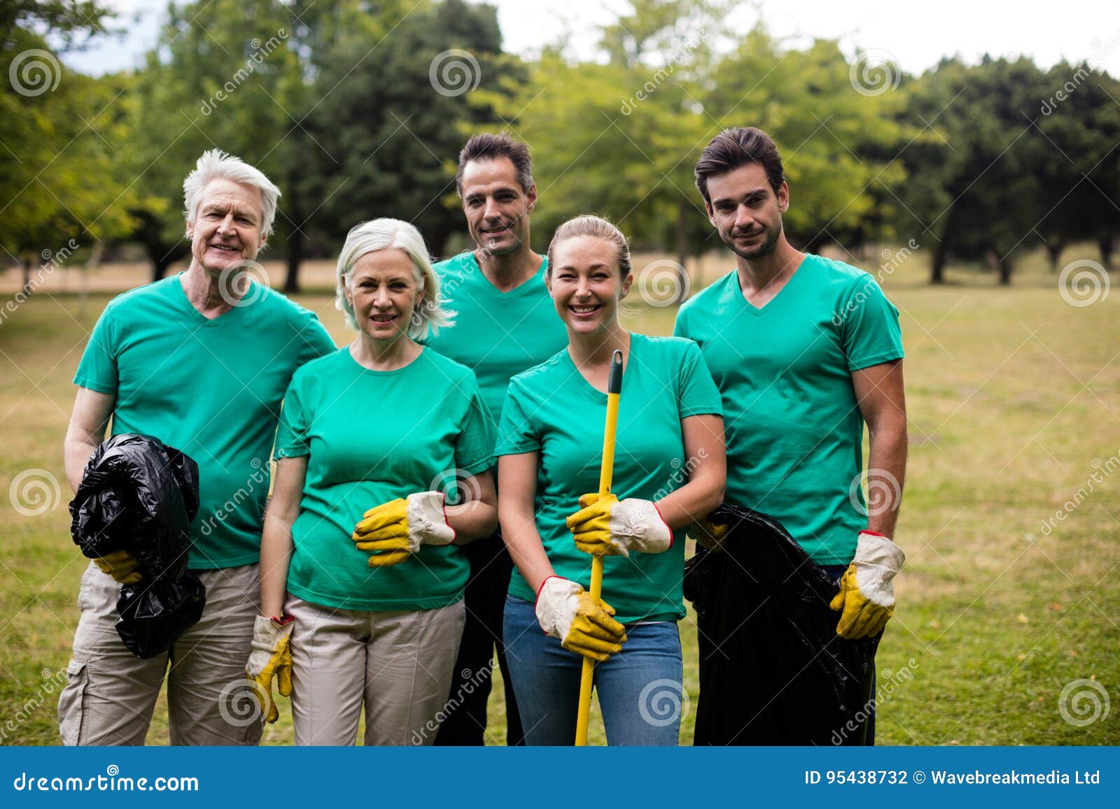 Recycling Team Members Standing in Park Stock Photo - Image of male ...
