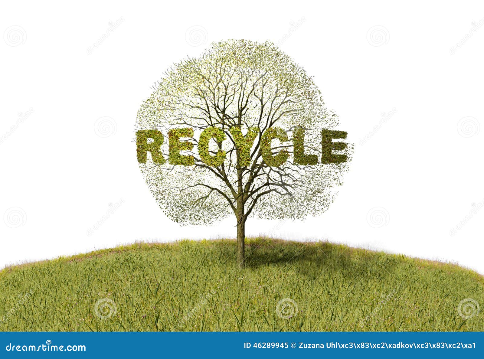 Recycling text on a tree stock illustration. Illustration of green ...