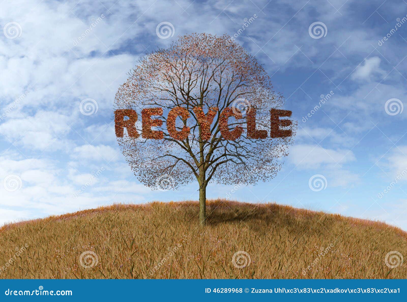 Recycling text on a tree stock illustration. Illustration of nature ...