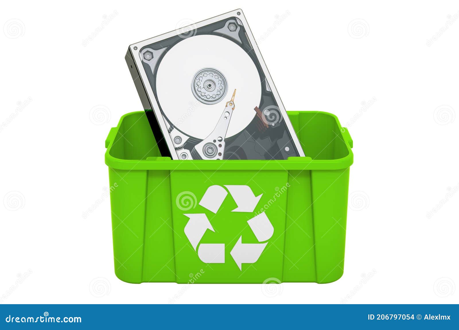 Recycling Trashcan With Professional Video Camera, 3D Rendering Royalty ...