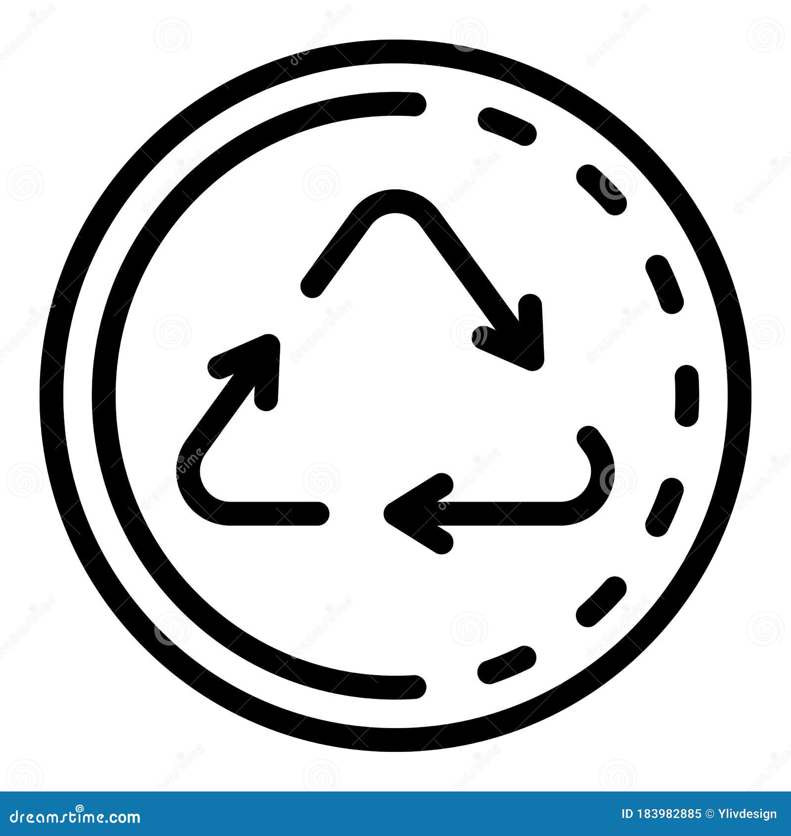 Recycling Triangle Globe Icon, Outline Style Vector Illustration ...