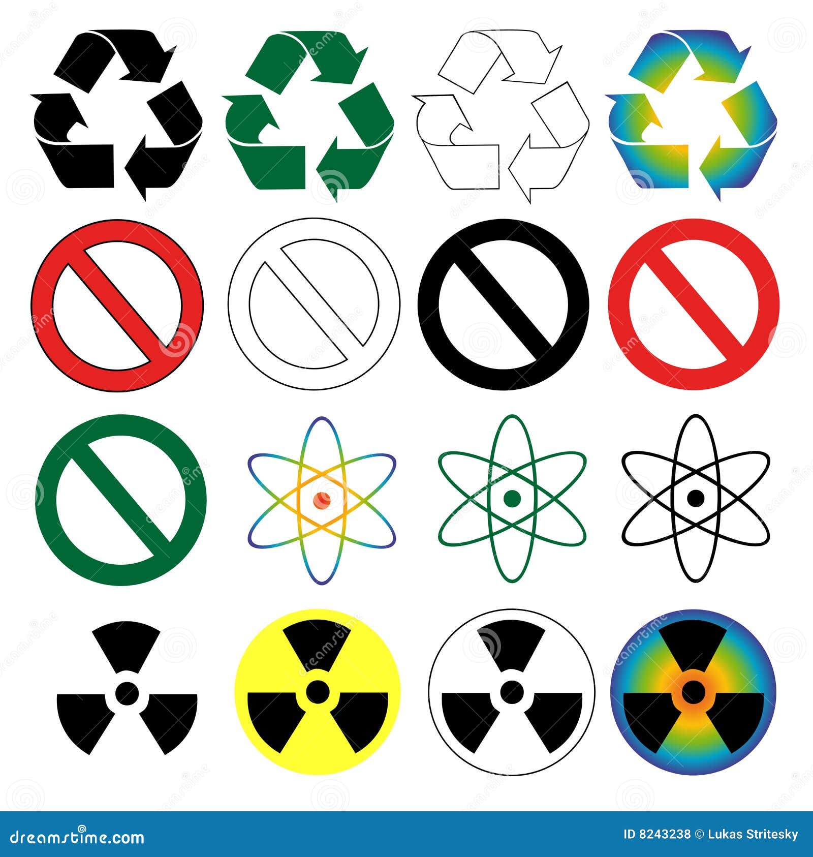 Recycling, Warning, Danger and Science Symbols. Stock Vector ...