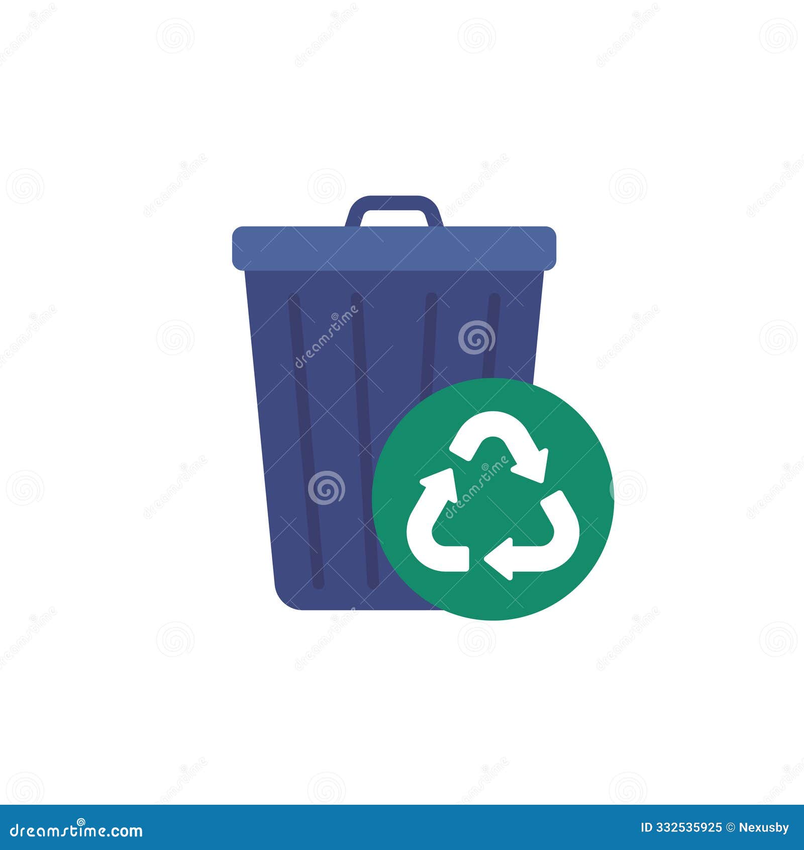 Recycling Waste Icon with a Trash Bin, Flat Vector Stock Illustration ...