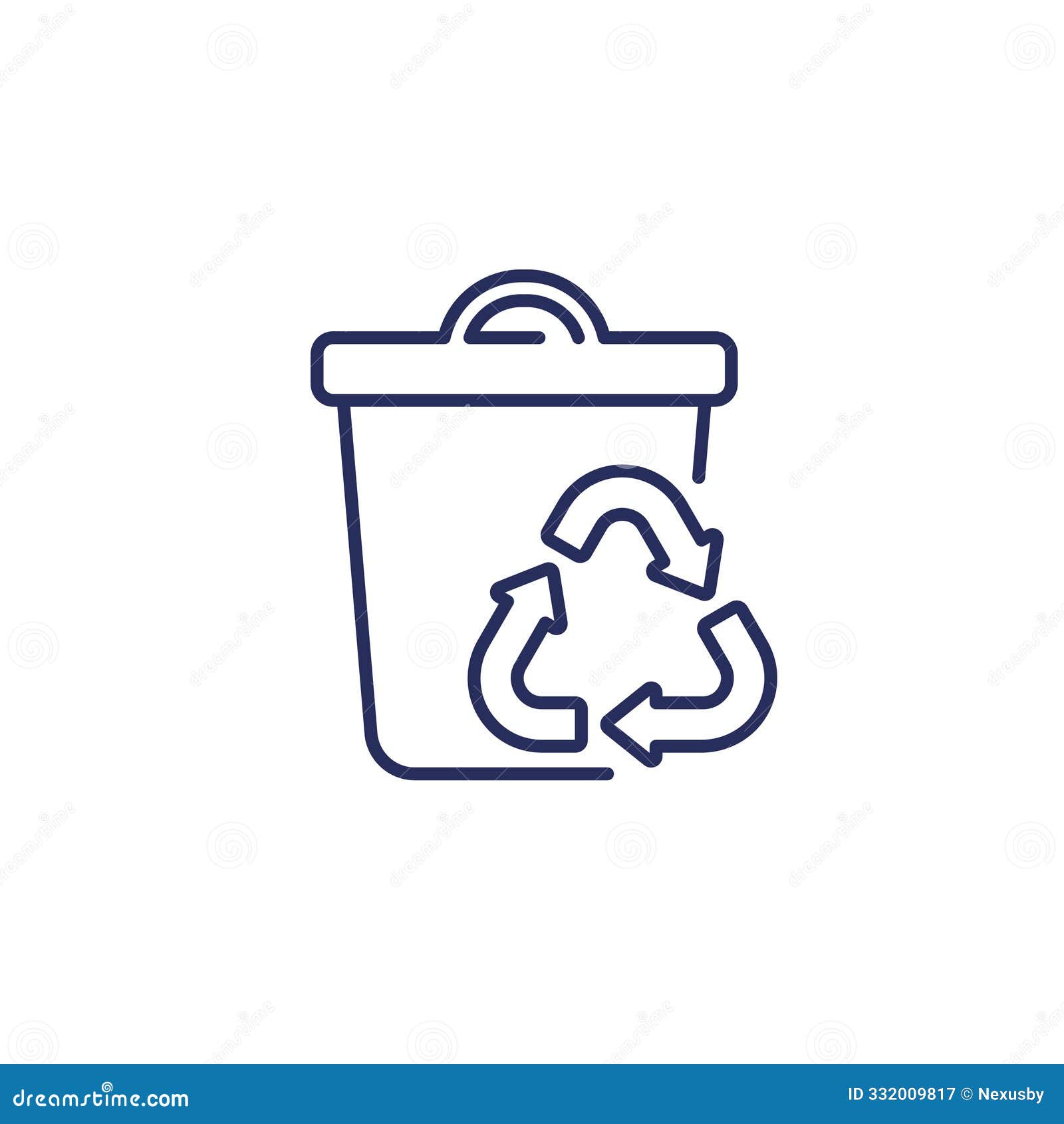 Recycling Waste Line Icon with a Trash Bin Stock Illustration ...