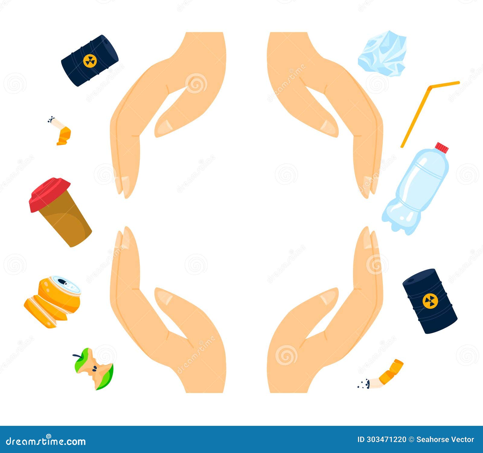 Recycling And Waste Segregation Concept Showing Hands Sorting Trash ...