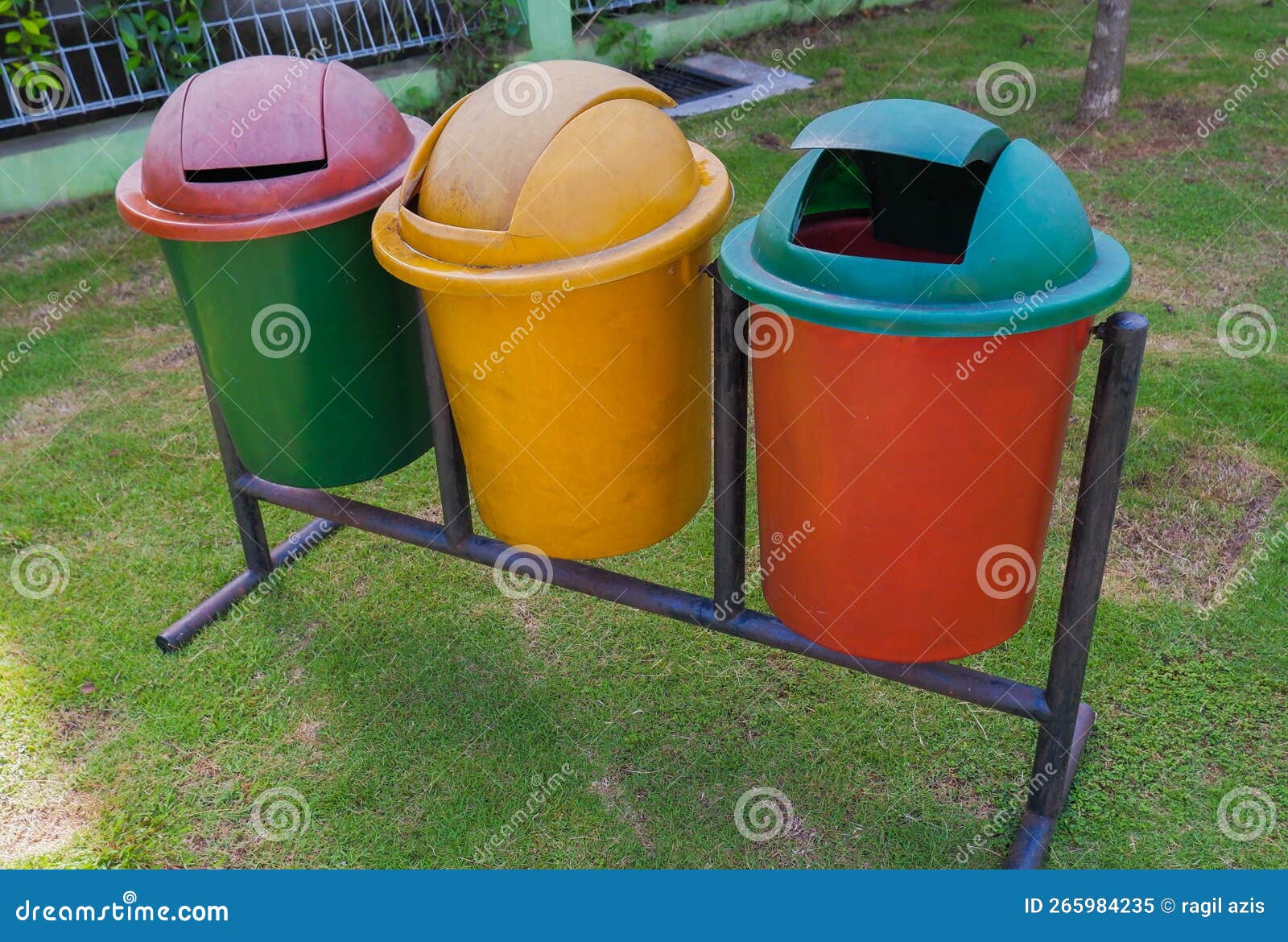 Recycling and Waste Separation Bins in Three Colours Stock Image ...