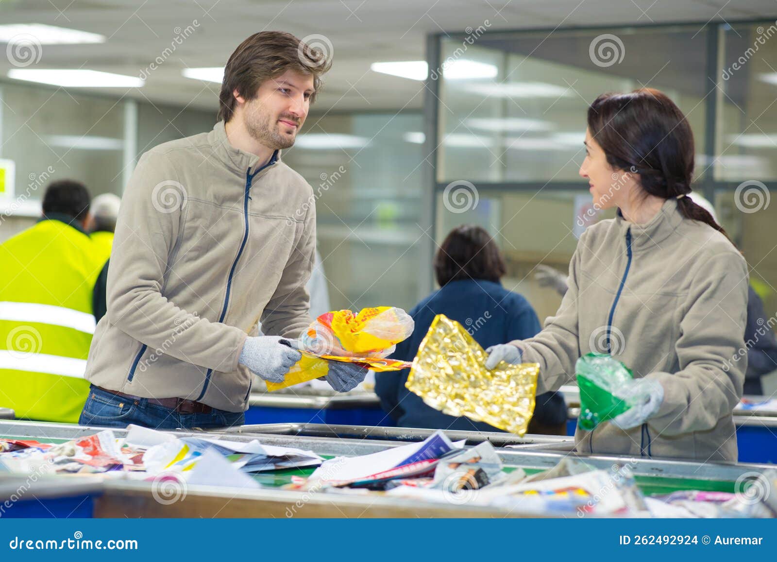 Recycling Workers Researching on Landfill Stock Photo - Image of ...
