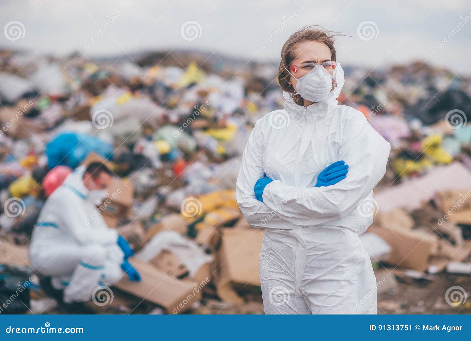 Recycling Workers Researching on the Landfill Stock Image - Image of ...