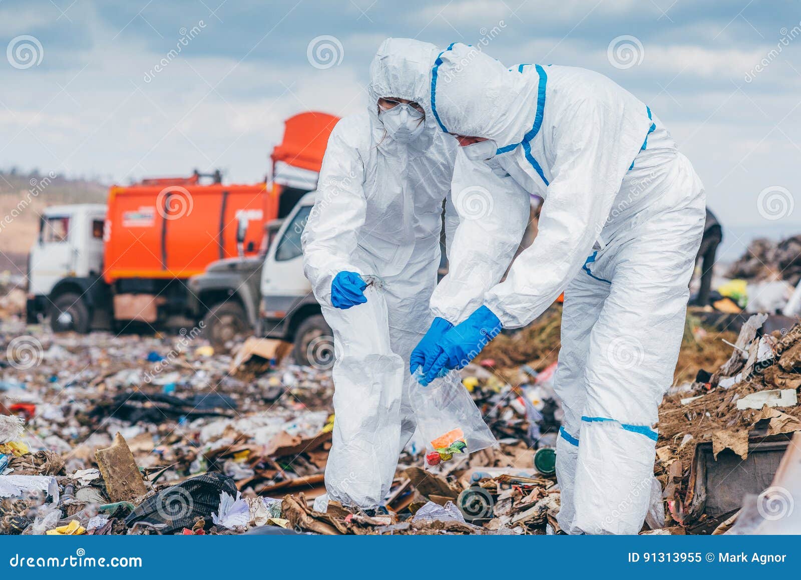 Recycling Workers Researching on the Landfill Stock Image - Image of ...