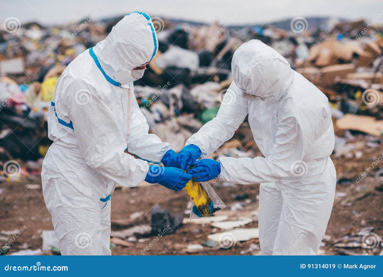 Recycling Workers Researching on the Landfill Stock Image - Image of ...