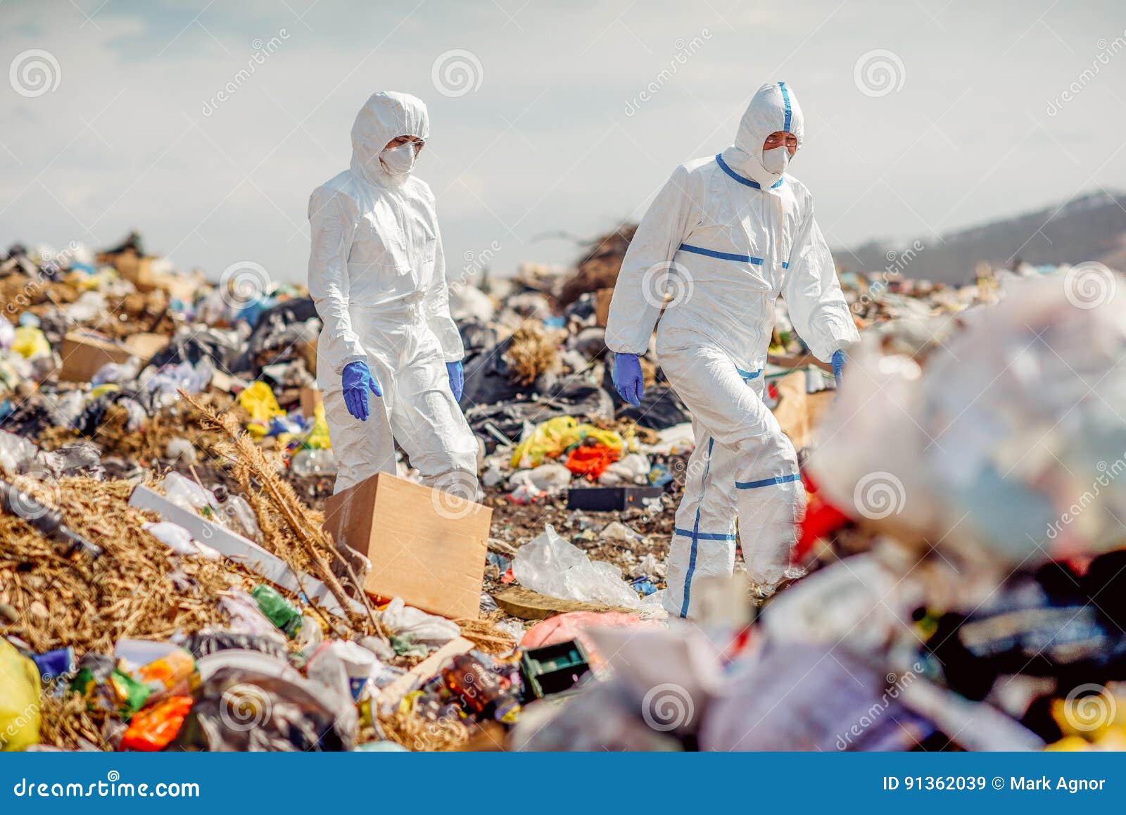 Recycling Workers Researching on the Landfill Stock Image - Image of ...