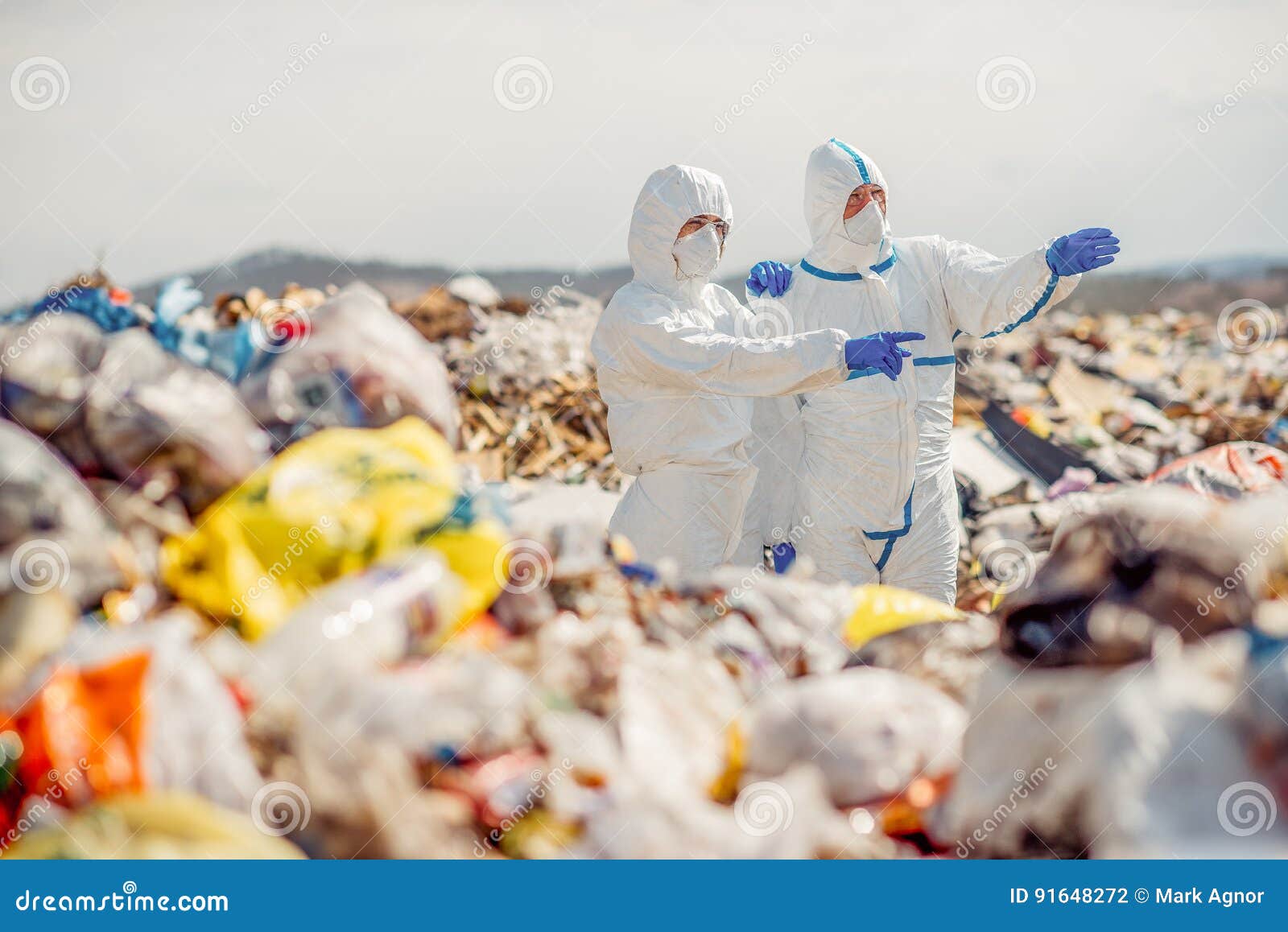 Recycling Workers Researching on the Landfill Stock Photo - Image of ...