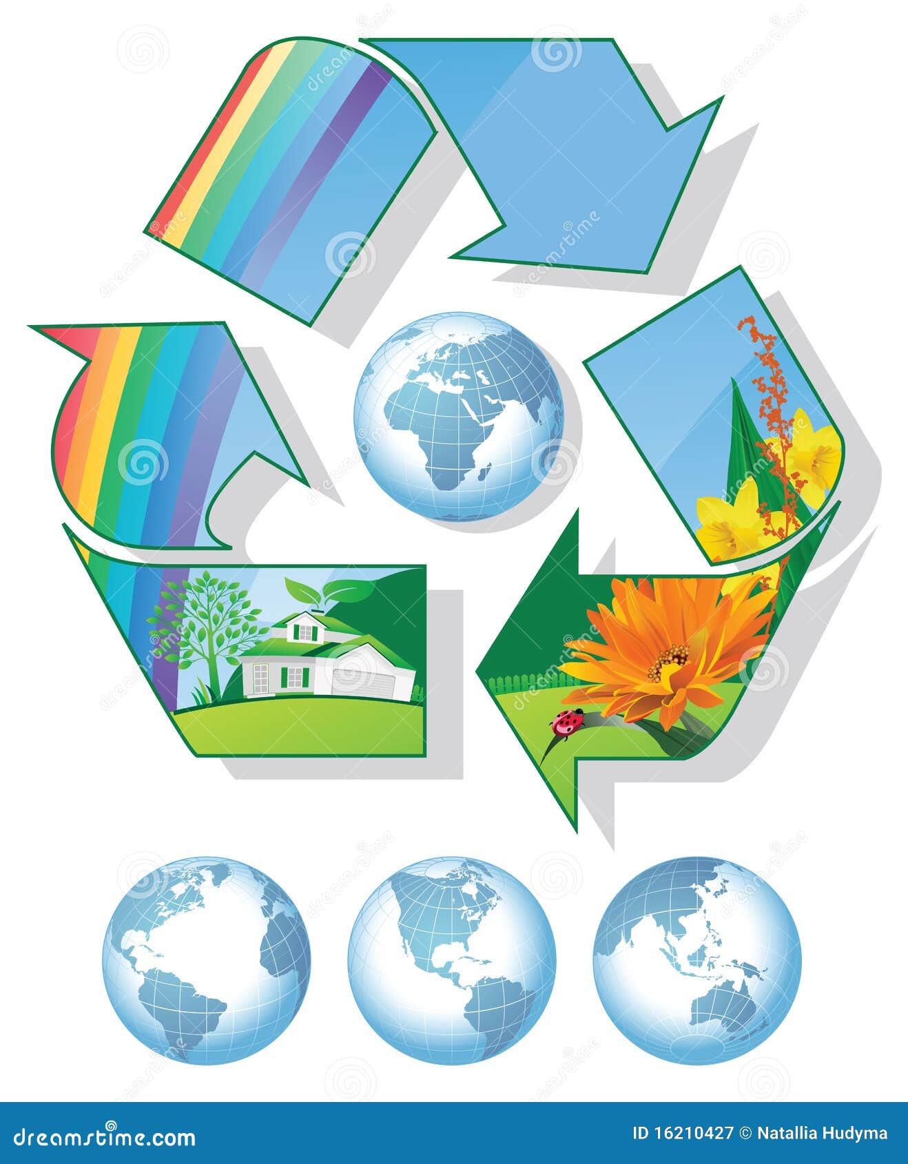 Recycling World stock vector. Illustration of planet - 16210427