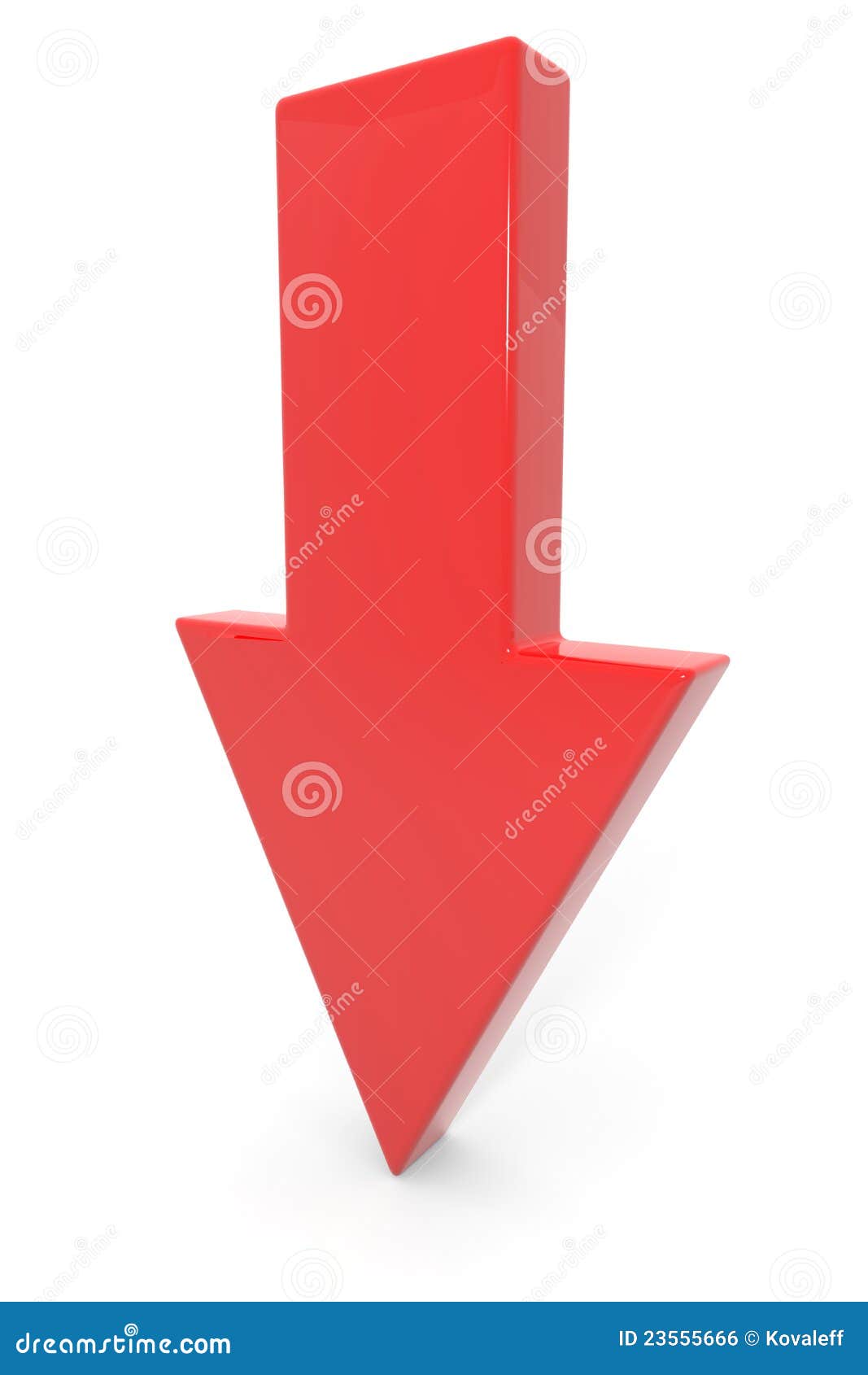Red 3d arrow down. stock illustration. Illustration of crash - 23555666