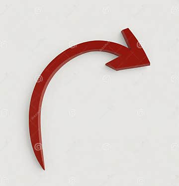 Red 3d Arrow Pointing Down and Turning Left on White Background Stock ...