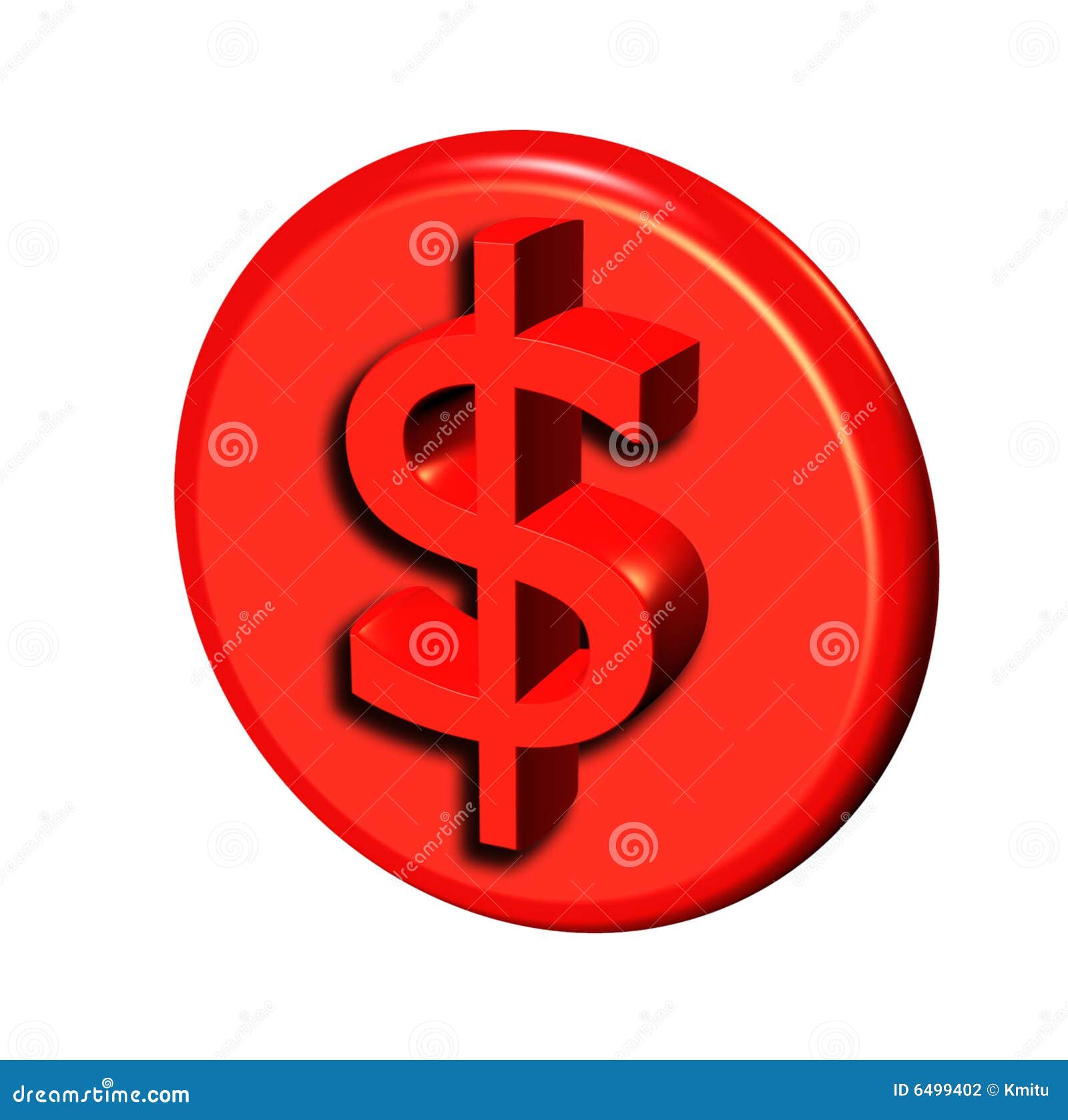 Red 3d dollar button stock illustration. Illustration of isolated - 6499402