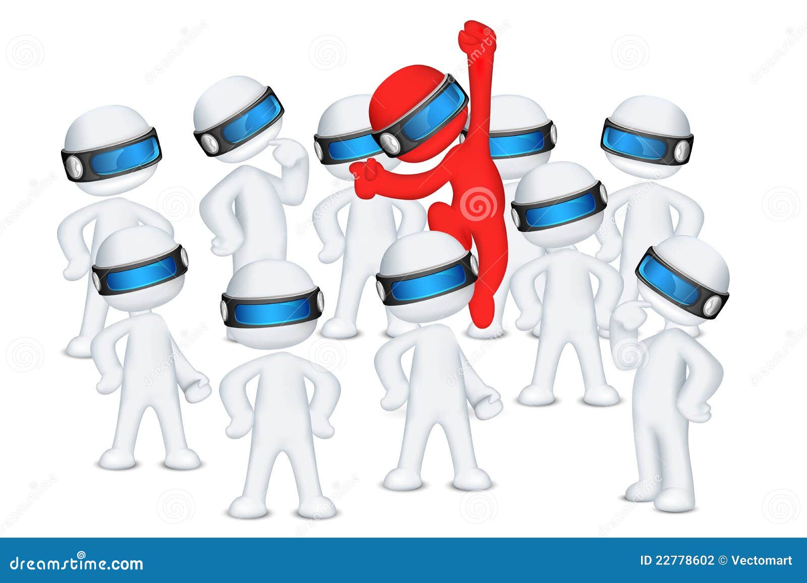 Red 3d Man Jumping Put Of Crowd Vector Illustration | CartoonDealer.com ...