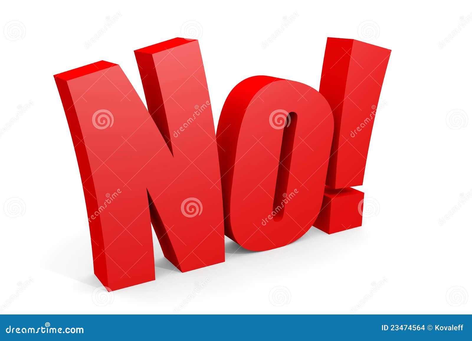 Red 3d NO Text With Exclamation Mark. Stock Images - Image: 23474564