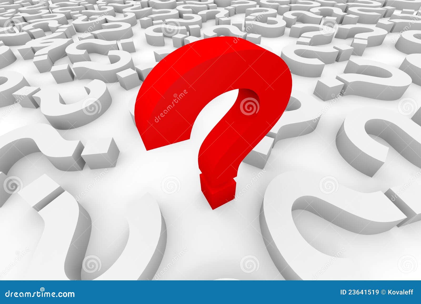 Red 3d Question Mark among White Question Marks. Stock Illustration ...